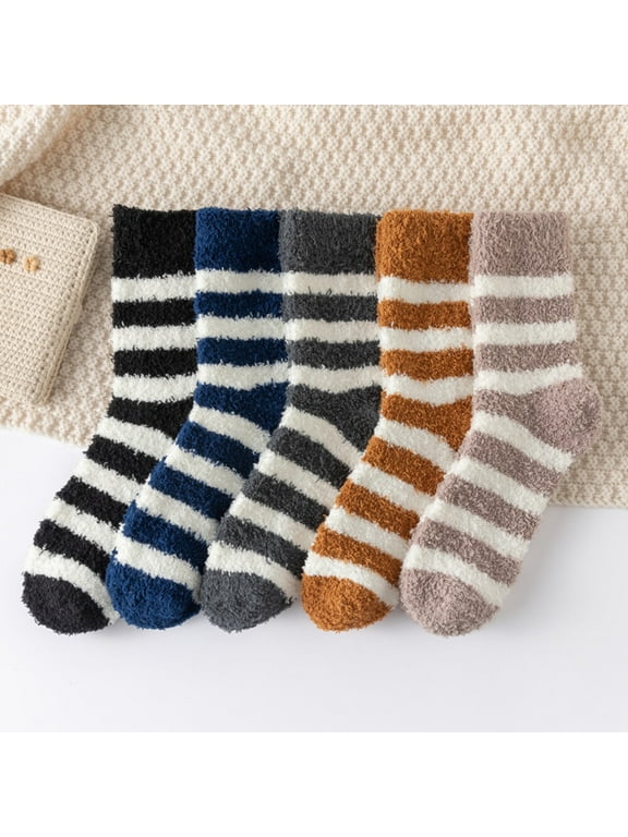 Mens Fuzzy Socks Cozy Slipper Fluffy Socks Winter Warm Soft Cabin ...