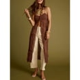 Brown Womens Open-Front Longline Cover-Up Dress With Spaghetti Straps ...