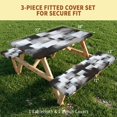 Abstract Brown White Picnic Table Cover with Bench Covers Modern Art ...