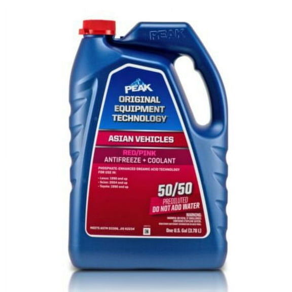 PEAK Antifreeze Coolant 50/50 Prediluted for Asian Vehicles Red/Pink 1 ...