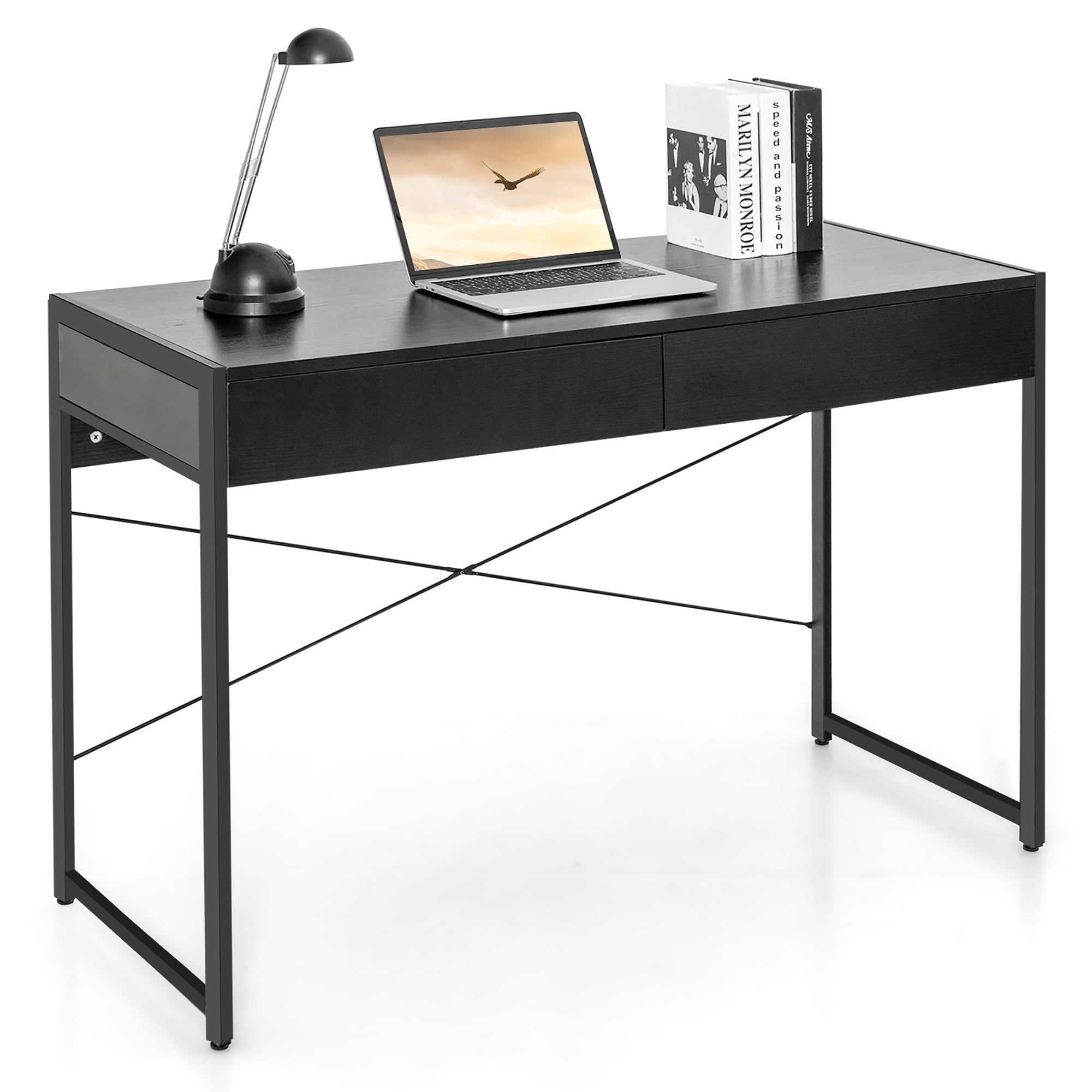 Costway Computer Desk Metal Frame Study Table Home Office Workstation w ...