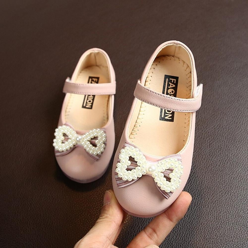 Baozhu Children Girls Leather Shoes Fashion Princess Style Pearl Bow ...