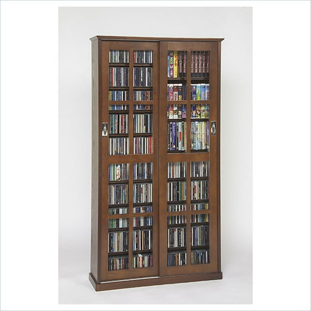Leslie Dame CD/DVD Wall Rack Multimedia Cabinet in Walnut - Walmart.com ...