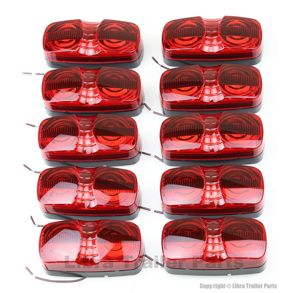 Pack 10 Red Trailer RV LED 2"x4" Bullseye Marker Light w/Advanced SMD ...