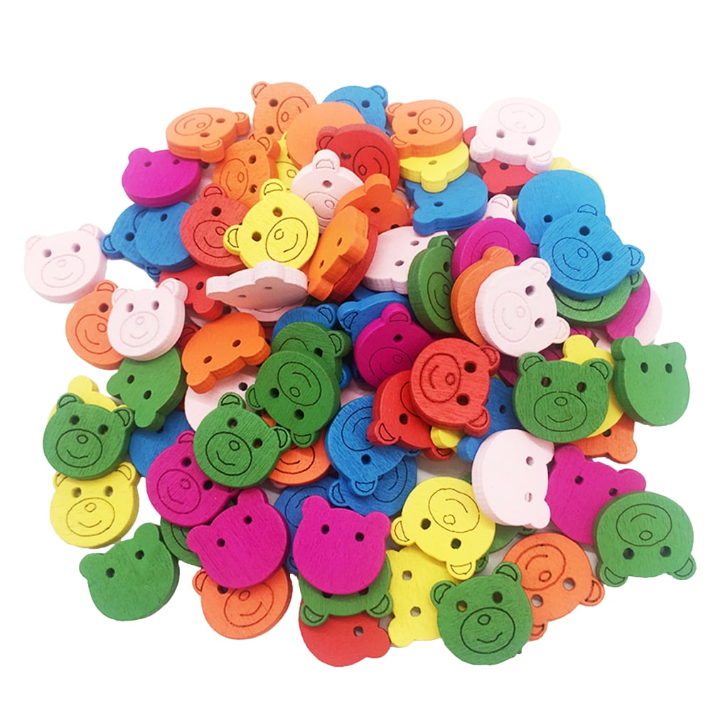 100 Uds Botones de de Oso de Dibujos Animados Colores Mezclados 2 ...