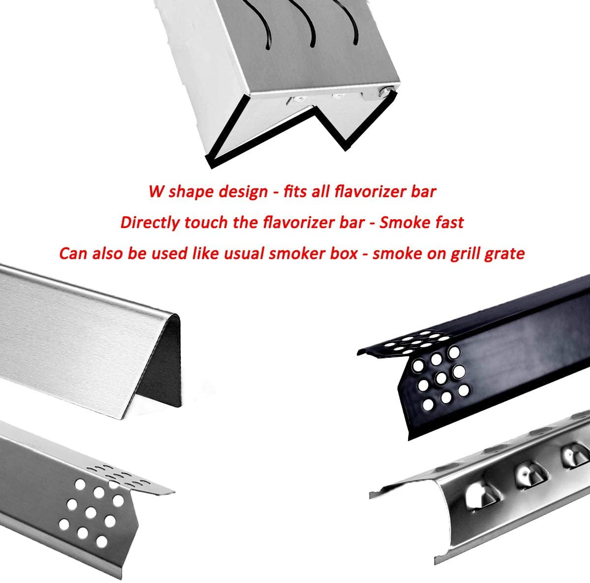 Buy Skyflame Wood Chip Smoker Box , Stainless Steel Double V-shape BBQ Smoke Box with Hinged Lid ...