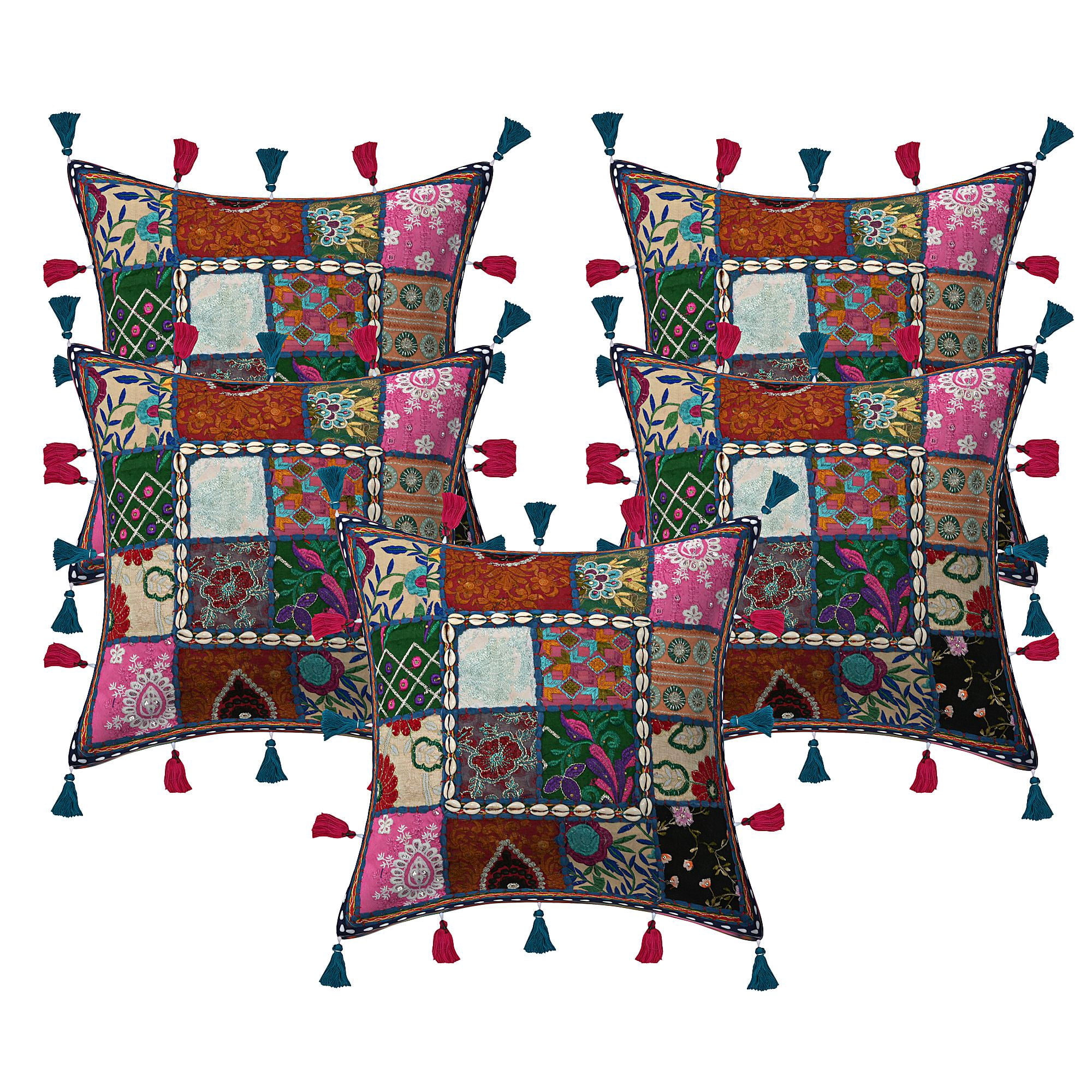 Stylo Culture Ethnic Sofa Throw Pillow Covers Patchwork 16x16 ...