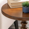 Linon Tara Round Spindle Side Table in Hazelnut Finished Rubberwood ...