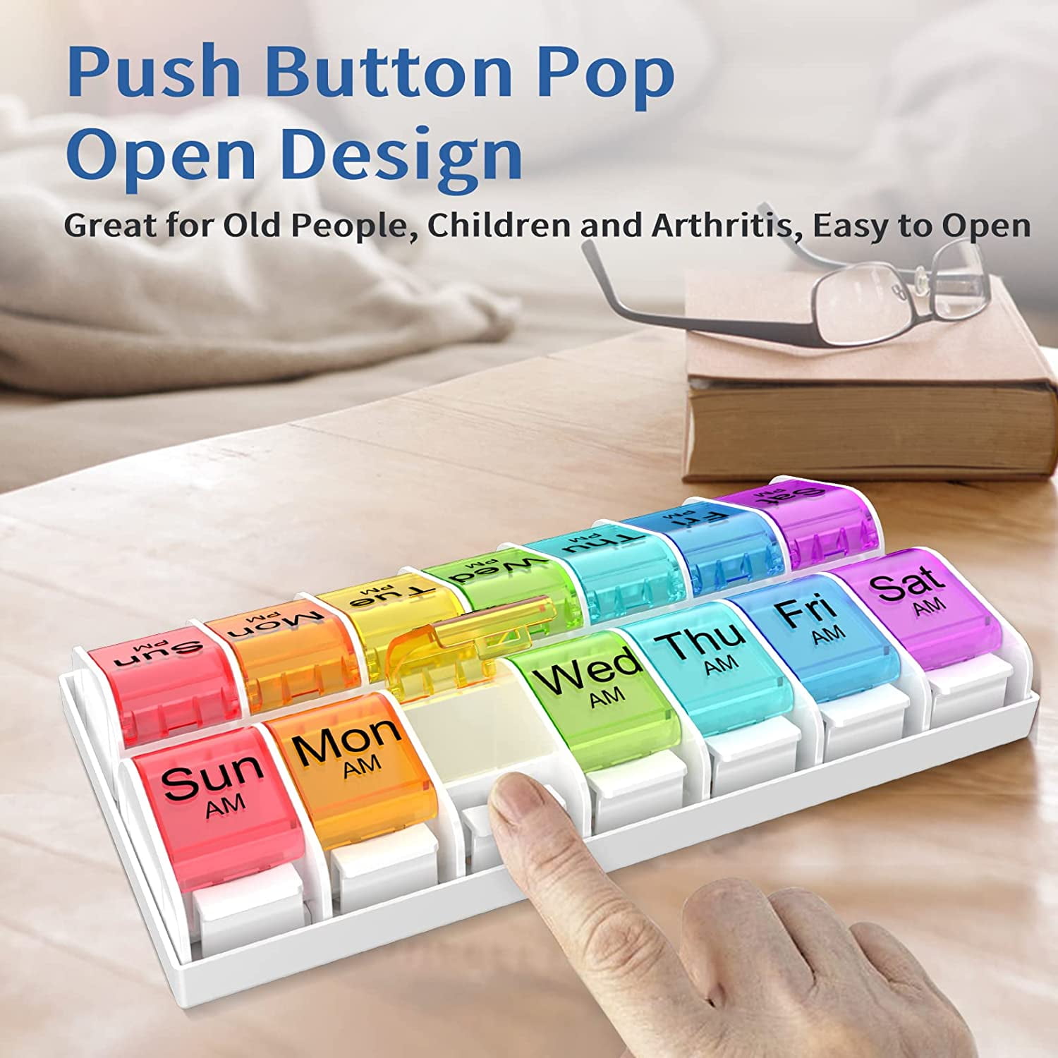 Buy 7 Days AM PM Pill Organizer - 2 Times a Day Large Weekly Pills Case ...