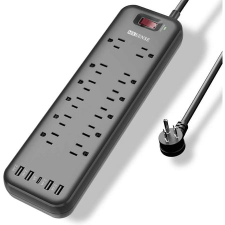 Power Bar, MKSENSE Surge Protector with 12 Outlets & 4 USB Ports & 1 ...