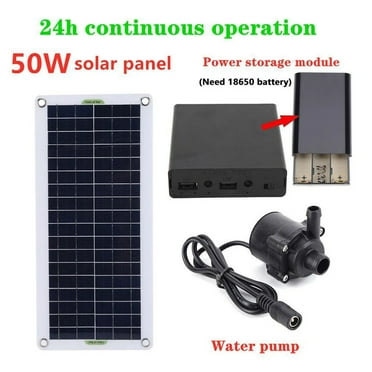 AEO Solar Water Pump KIT: DC Brushless Submersible 196GpH Pump with 18V ...