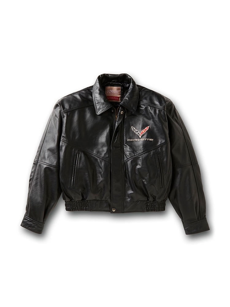 C7 Corvette Jacket Leather Bomber Jacket with Emblem Large - Walmart.com