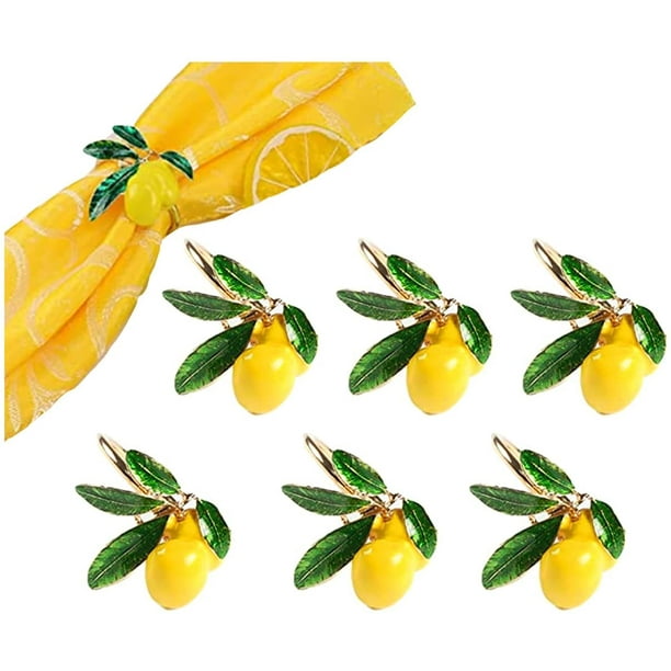 Lemon Gold Metal Napkin Rings,Summer Fruit Serviette Napkin Rings ...