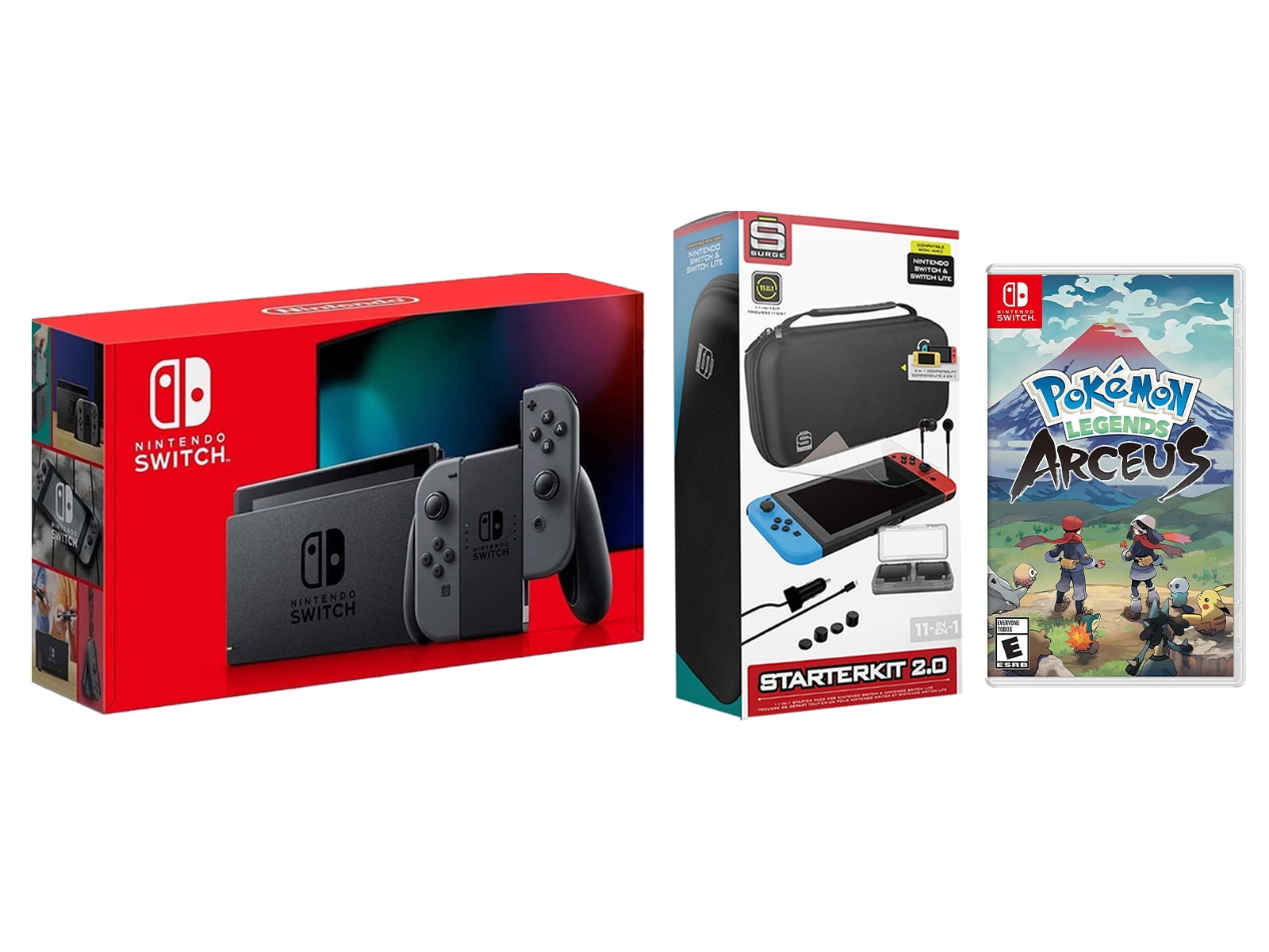 Nintendo Switch 32gb Console Gray Joy Con Bundle With Surge 11 In 1