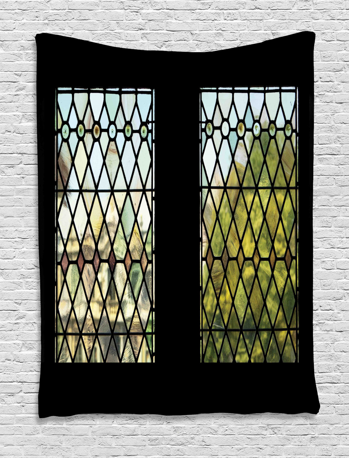 Architecture Tapestry, Scene of a View Through Windows Landmark Town ...