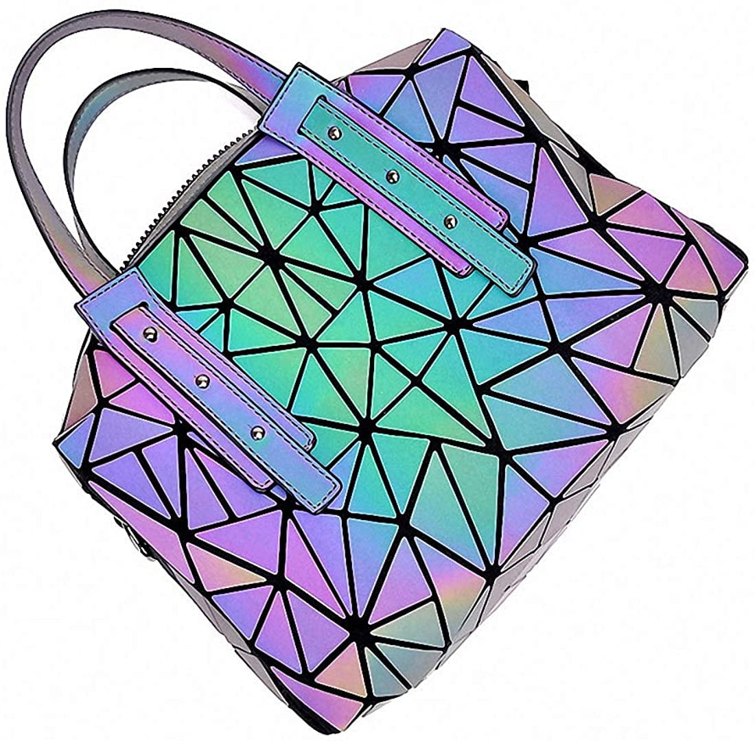 Geometric Luminous Tote Bag Holographich Purses and Handbags Flash ...