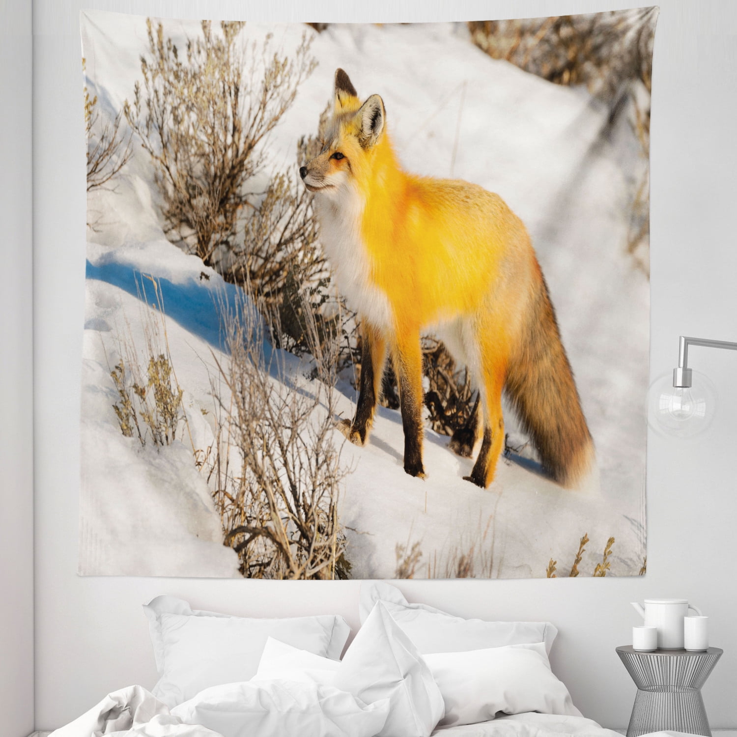 Fox Tapestry, Red Fox in Nature Snowy Mountain Cold Winter Scenery ...