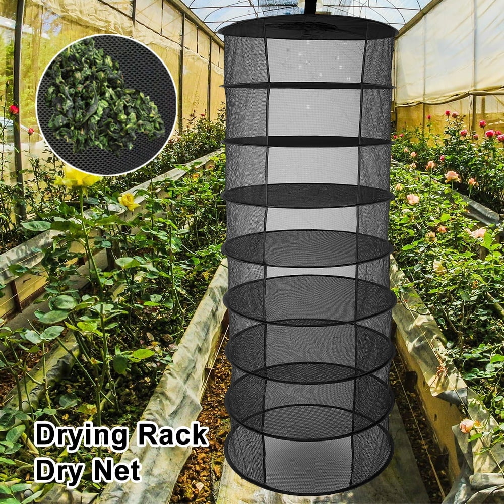 Foldable 8 Layer Drying Rack Hanging Hydroponic Mesh Plant Bud Drying ...