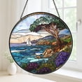 California Coastal Scene Stained Glass Style Holiday Ornament, Ocean ...