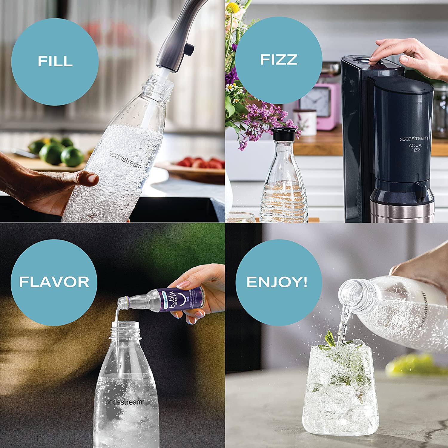 SodaStream Aqua Fizz Sparkling Water Maker Kit (Black) with Co2 & Glass Carafes Best Deals and ...