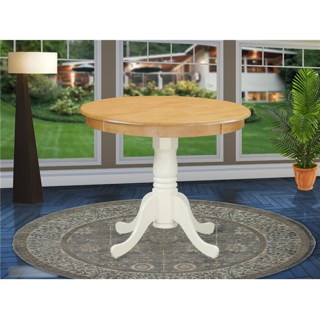 36 in. Antique Round Dining Table - Oak & Linen White - Walmart.com