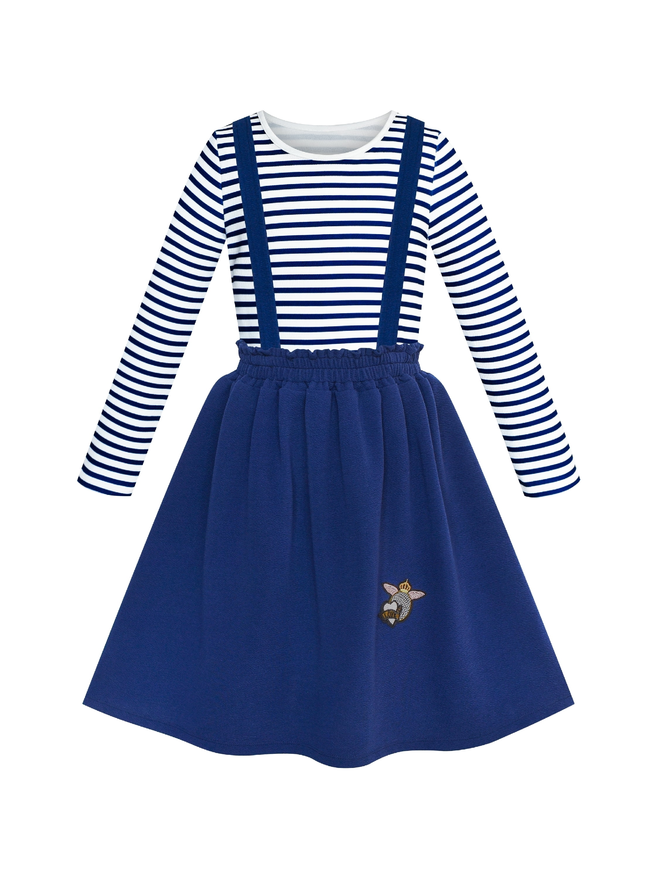 2 Pieces Girls Dress T-Shirt Suspender Skirt School Uniform 10 Years ...