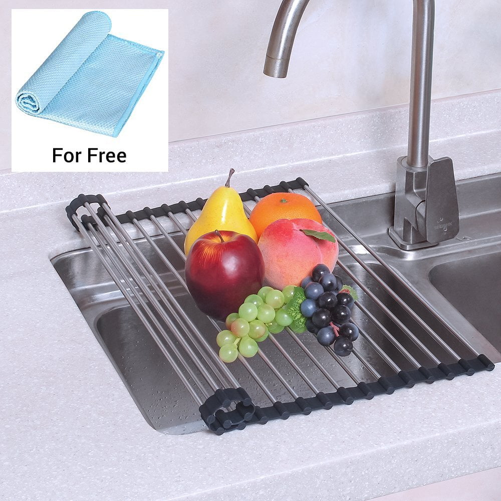 Foldable Silicone Over The Sink Dish Drying Rack Roll Up Dish Drainer