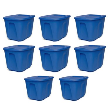 HOMZ 10 Gallon Heavy Duty Plastic Storage Container, Capri Blue ...