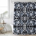 Black Blue Floral Bathroom Shower Curtains with 12 Hooks Polyester ...