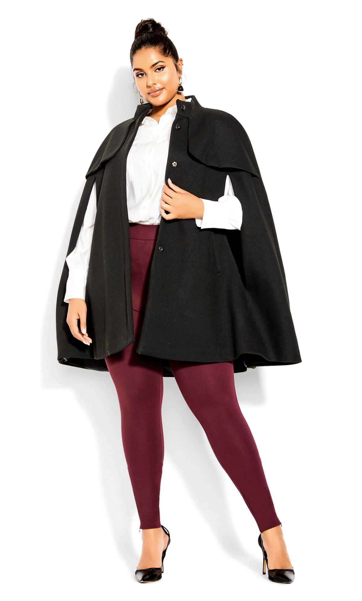 City Chic Women's Plus Size Anastasia Relaxed Fit Button Cape - Walmart.com