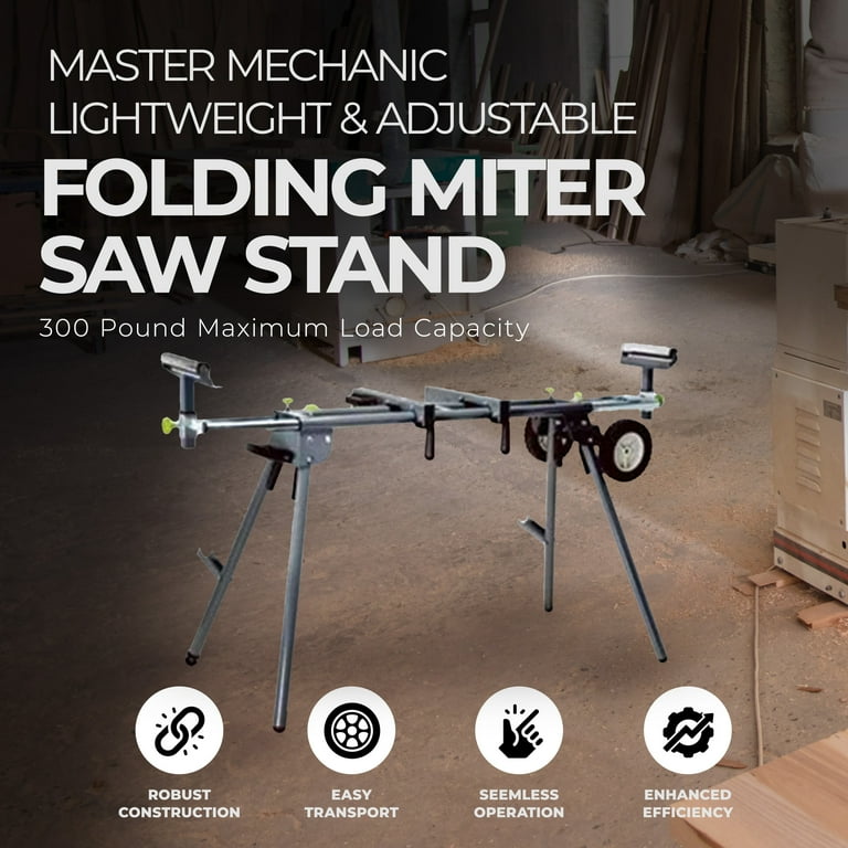 Free Shipping Master Mechanic Lightweight Adjustable Miter Saw Stand w Wheels Black Walmart Walmart