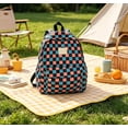 Checkerboard Backpack Red Plaid Style Backpack Multi Pocket Large ...