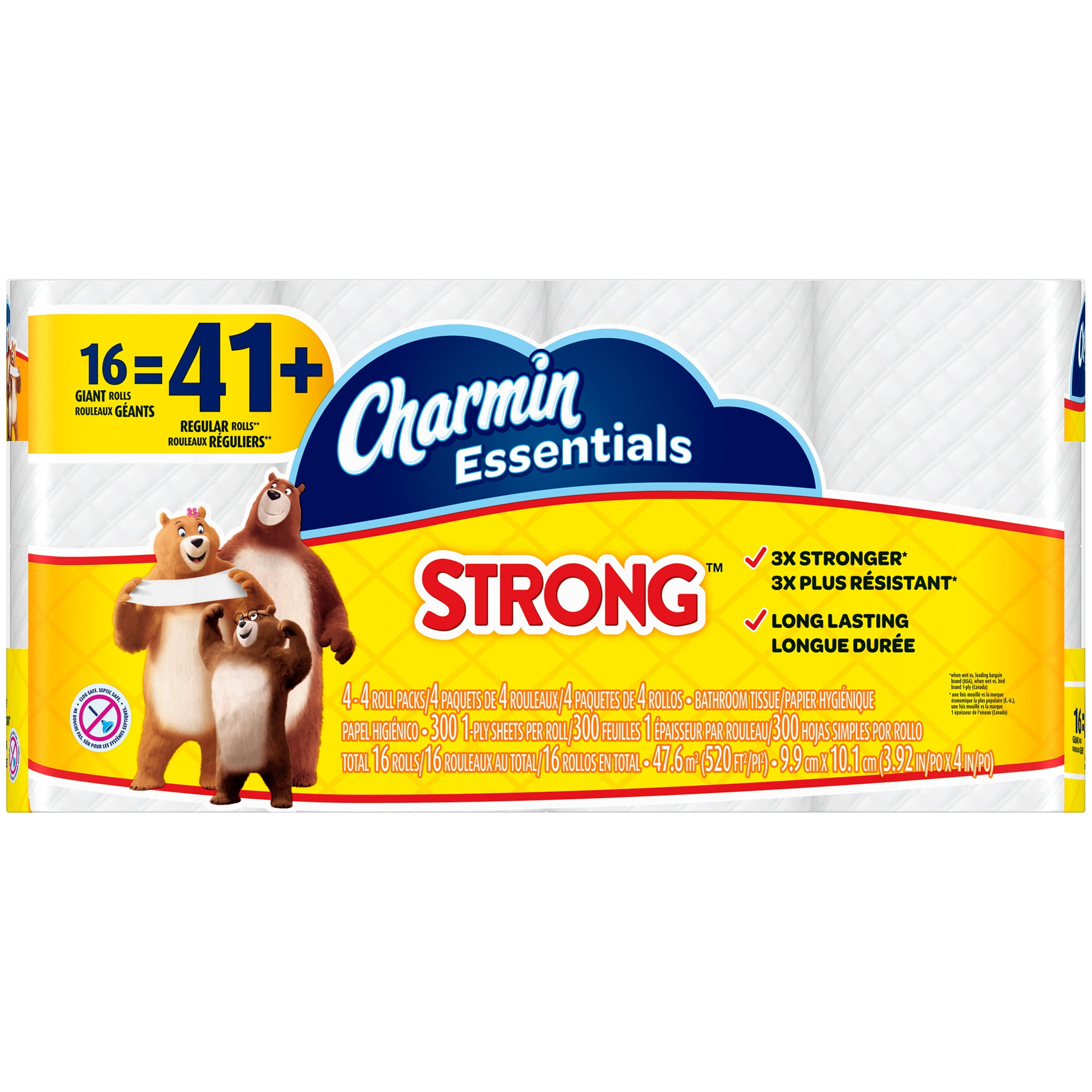 Charmin Essentials Strong 1-Ply Giant Toilet Paper Rolls 16 ct Pack ...