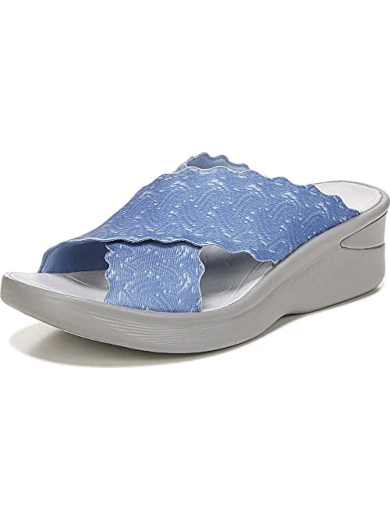 BZEES Womens Blue Crisscrossed Scalloped Straps Sahara Round Toe Wedge ...