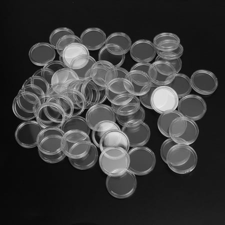 100Pcs Clear Round Plastic Coin Holder Capsule Container Storage Case ...