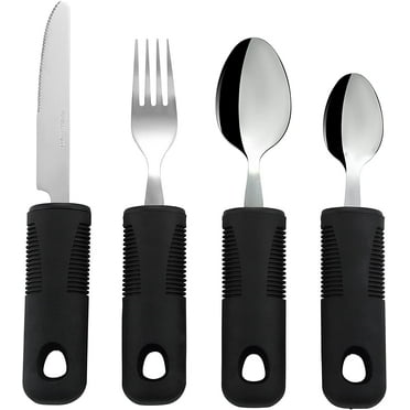 4Pcs/Set Adaptive Utensils for Hand Tremors, Easy Grip Handle, Built Up ...