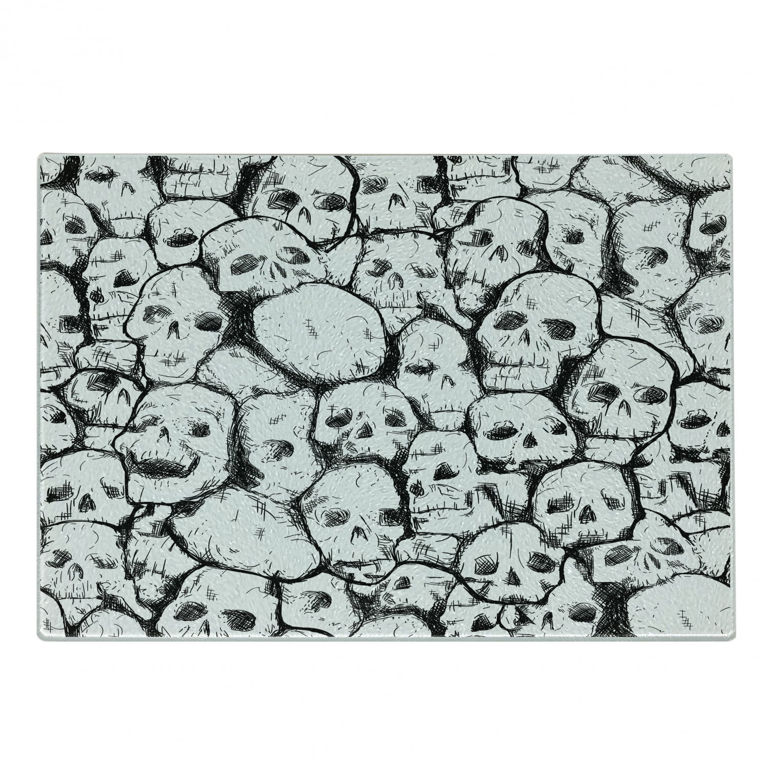 Skull Cutting Board, Conjoined Head Motifs Spooky Fossils Motley Dark ...