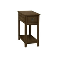 Collections Etc Dark Oak Finish Multi Storage Side Table with Rolling ...