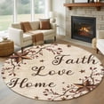 6ft Round Rug Brown Farmhouse Area Rugs for Living Room Bedroom ...