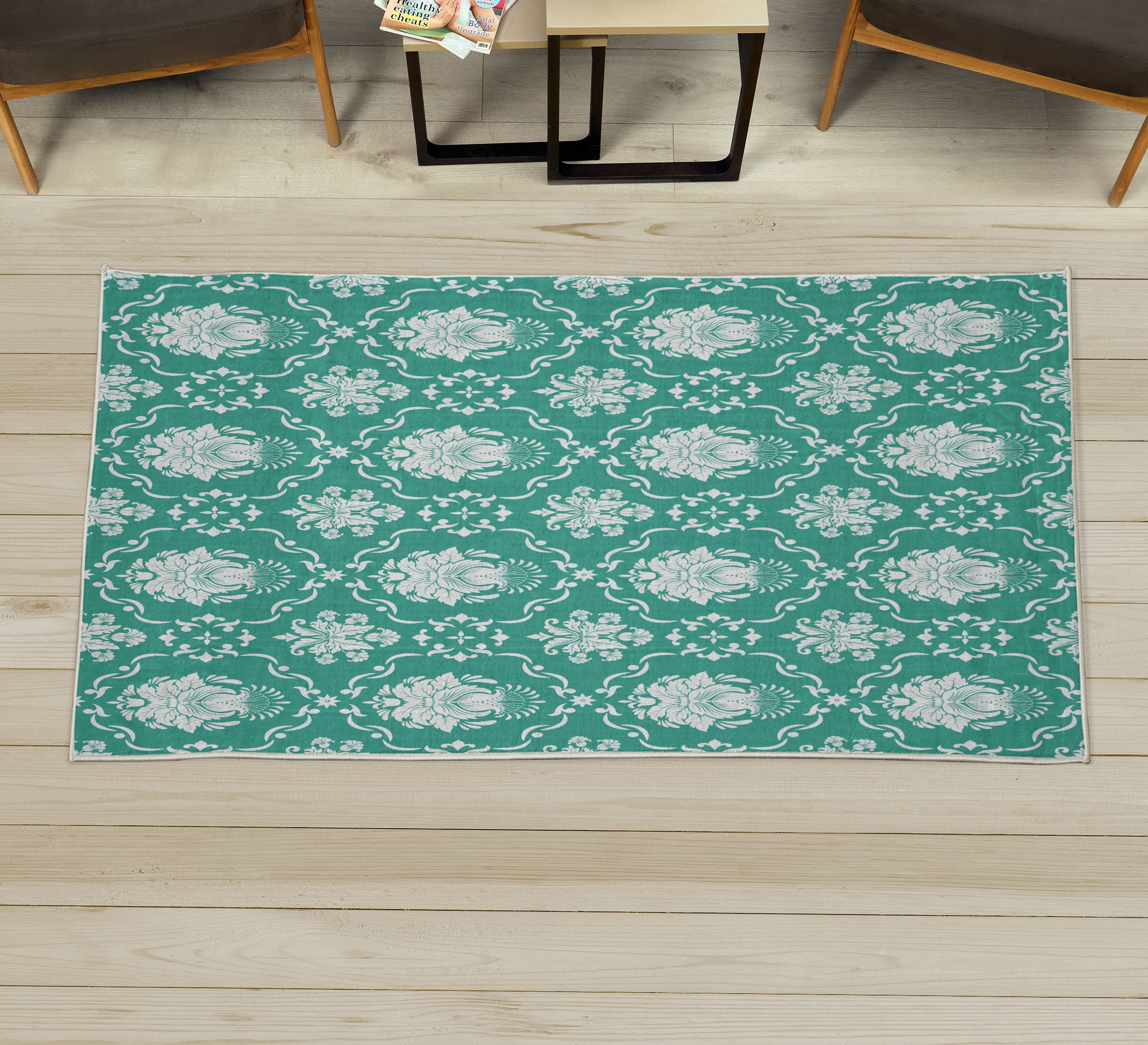 Floral Decorative Rug, Classic Victorian Floral Patterns Tulips ...