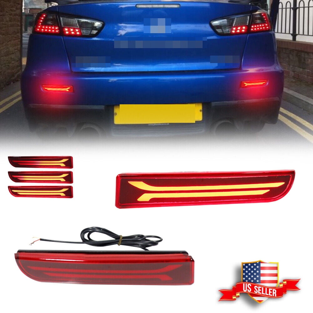 GTINTHBEOX Rear Bumper Reflector Brake LED Tail Signal For Mitsubishi ...