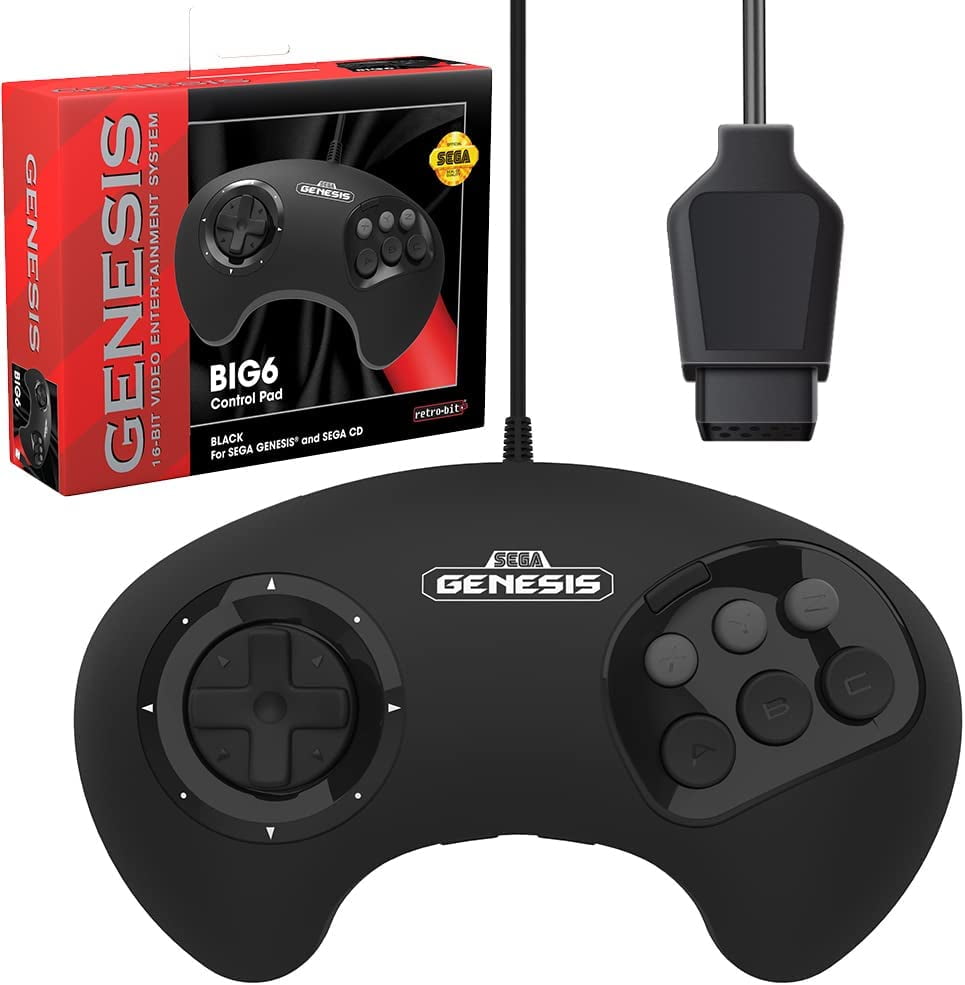 Retro-Bit Official Sega Genesis BIG6 Controller 6-Button Arcade Pad for Sega Genesis - Original ...