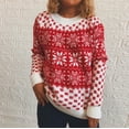 Pullover Sweaters For Women Christmas Long Sleeved Round Neck Print