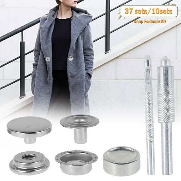 HOTBEST 10 Sets Snap Fasteners Kit Metal Snaps Fasteners Sew-on Snap ...