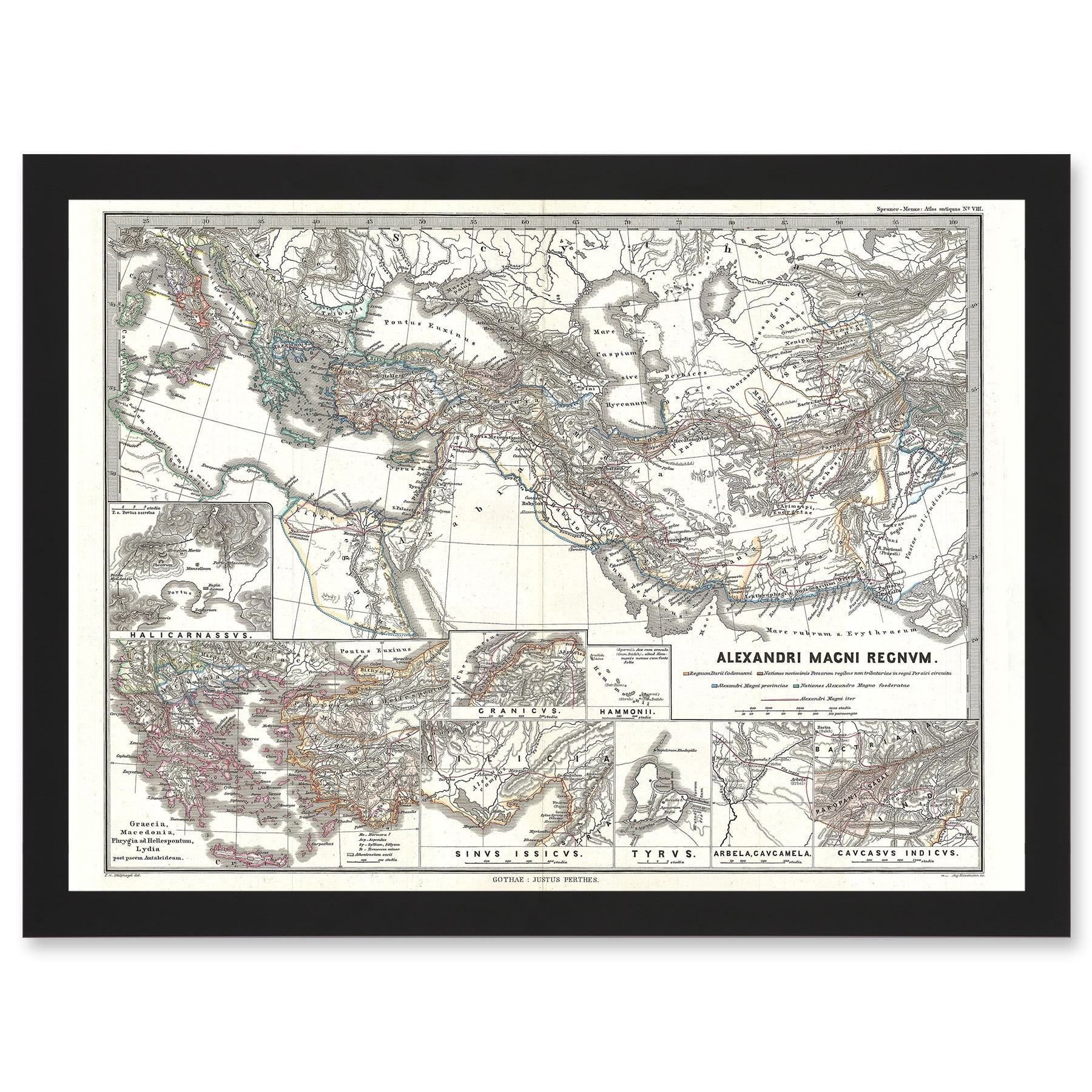 Geography Map Illustrated Antique Empire Alexander Great Mediterranean ...