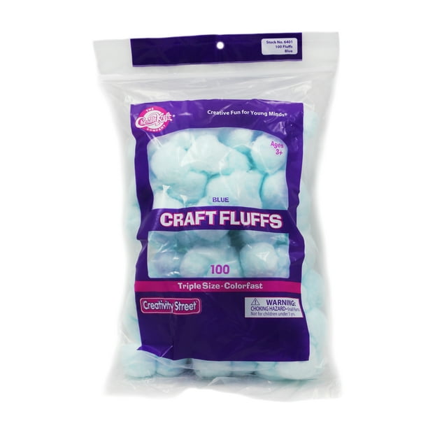 Colorfast Craft Fluffs, Blue, 12 Packs of 100 - Walmart.com