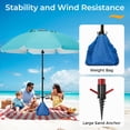 8FT Large Beach Umbrella with Weight Bag & Sand Anchor, Outdoor ...