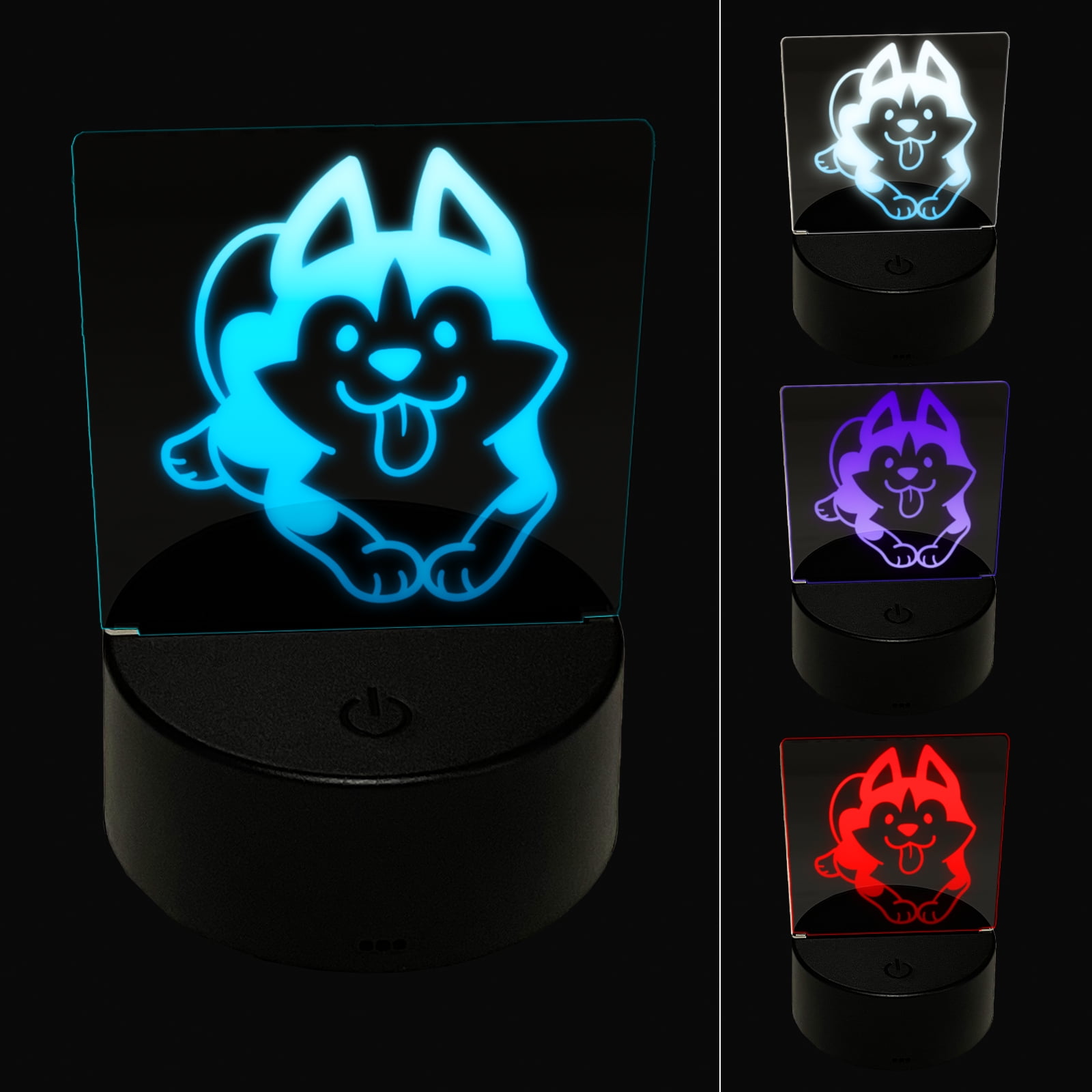 Siberian Husky Laying Down Dog LED Night Light Sign 3D Illusion Desk ...