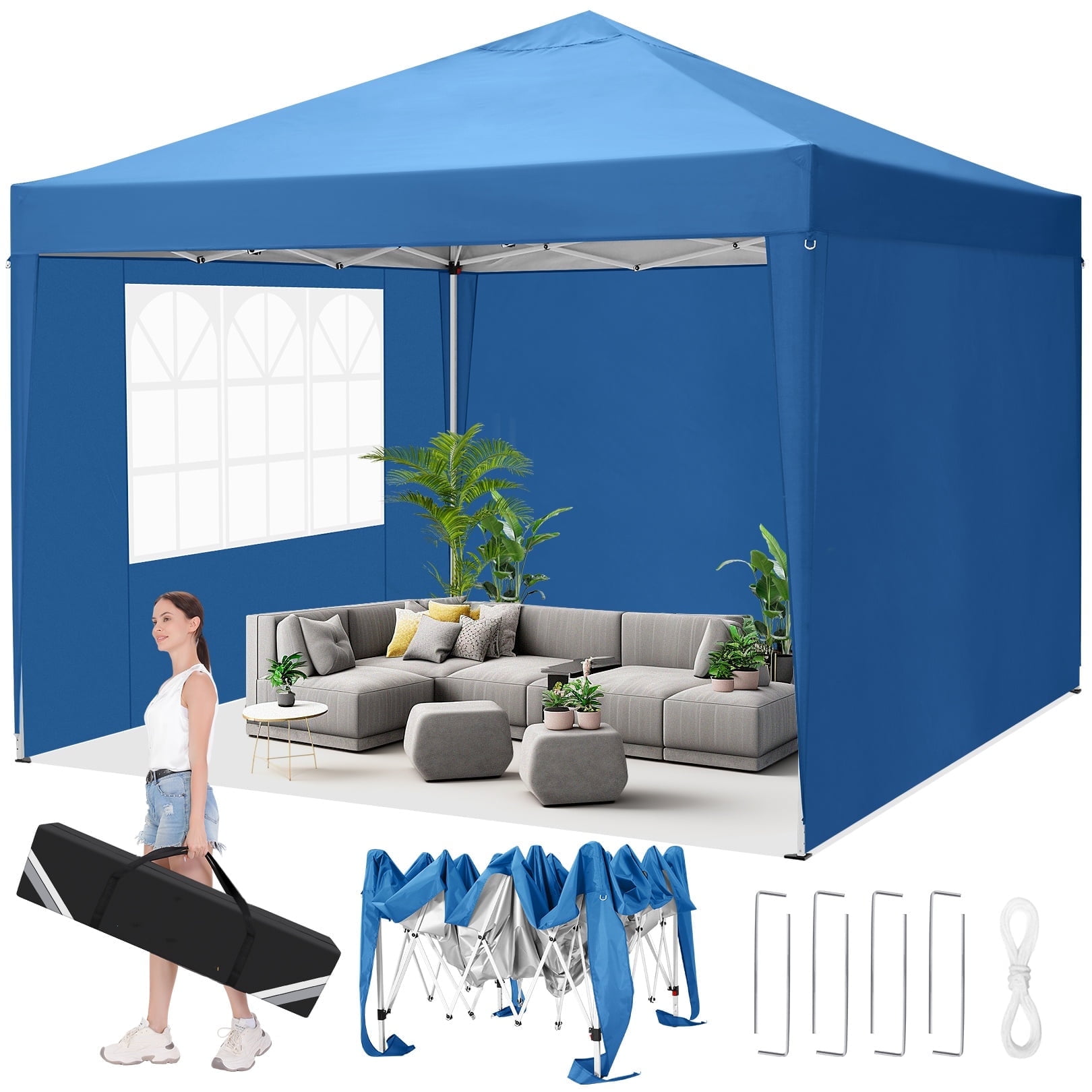 Click here for Sanopy 10 X 10 Ft Pop Up Canopy Tent With 3 Sidewa... prices