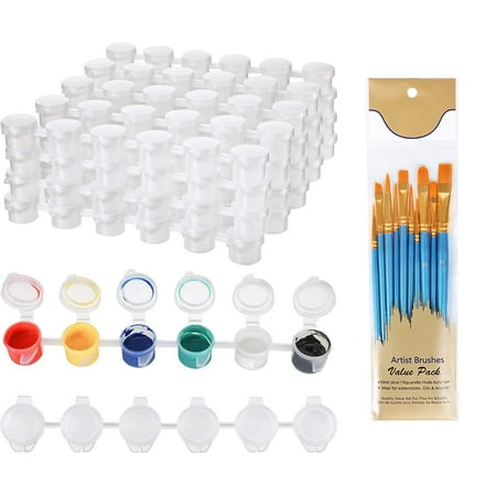 100 Pots Empty Paint Pots Clear Paint Pots Strips with Lids and 10 ...